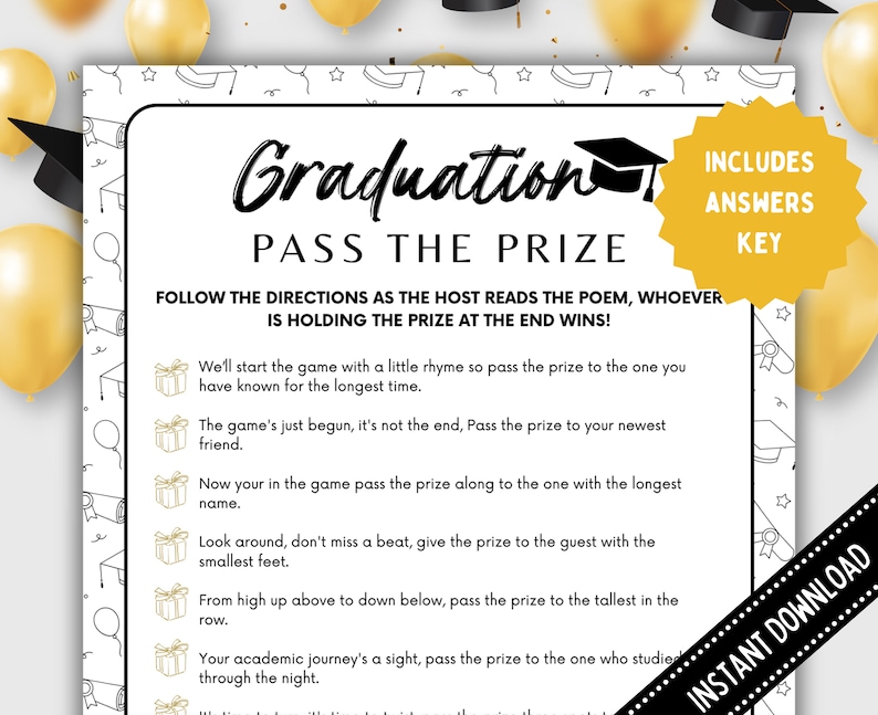 Graduation Games 2024, Graduation Party, Pass the Gift Game, Pass the ...