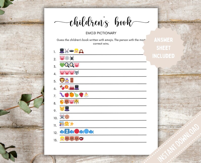 Baby Shower Children's Book Emoji Pictionary Game | Baby Emoji Game ...