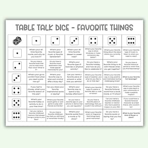 Table Talk Dice, Conversation Starter Game, Simple Icebreaker Game ...