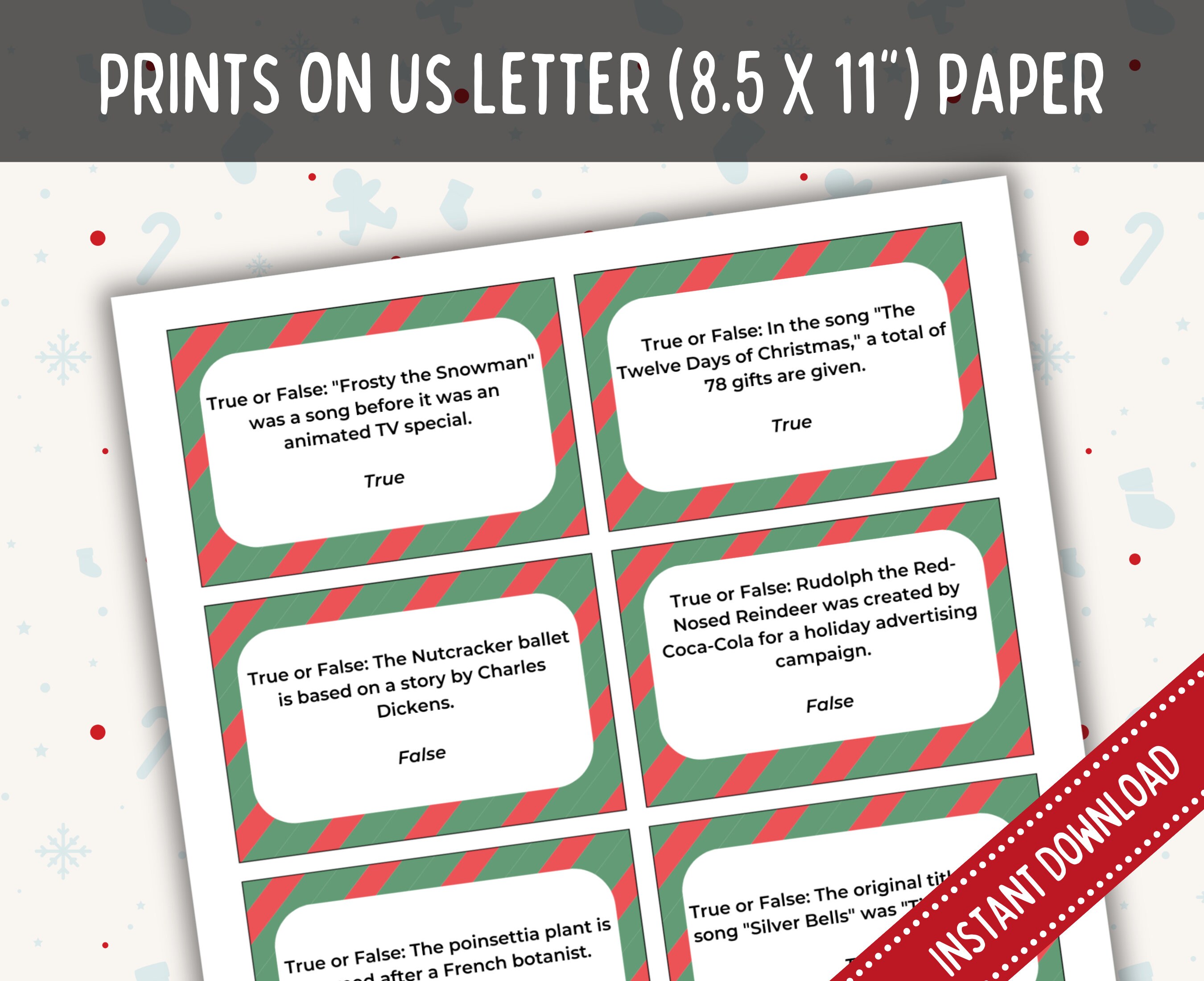 Christmas Facts True or False Quiz | Christmas Day Family Quiz ...