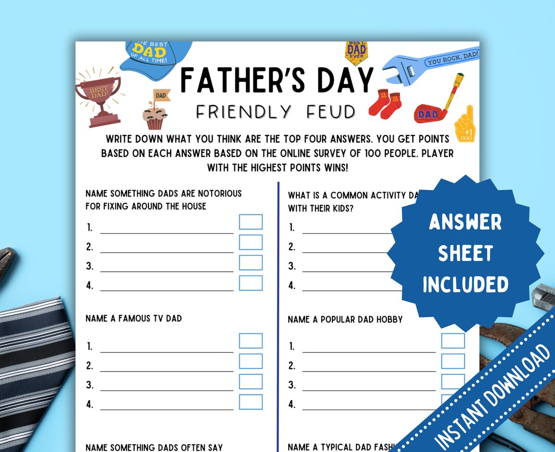 Fathers Day Game, Friendly Feud Game, Fathers Day Games, Fathers Day ...