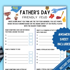 Fathers Day Game, Friendly Feud Game, Fathers Day Games, Fathers Day ...
