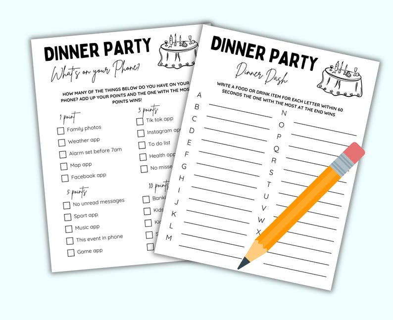 Dinner Party Games Bundle – 20+ Printable Fun Activities for Family ...