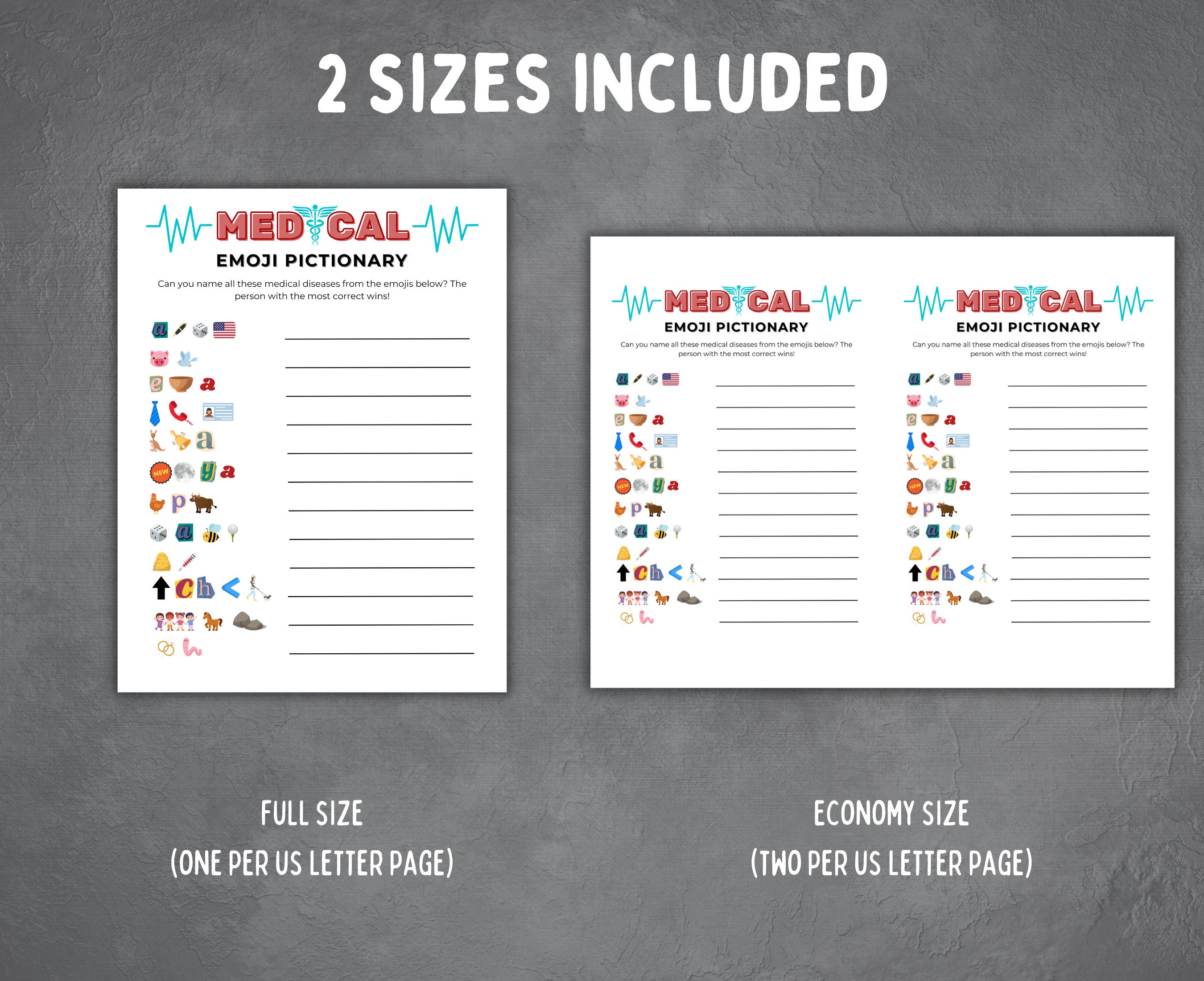 Medical Emoji Pictionary Game: Nurse Graduation, Hospital Party (PDF ...