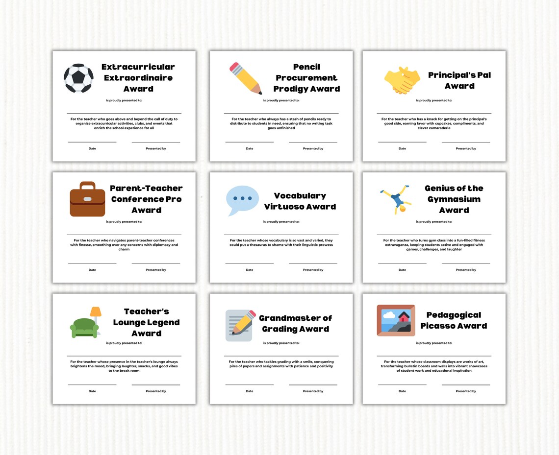 Funny Teacher Awards: 50 Teacher Awards for End of Year Banquet, Back ...