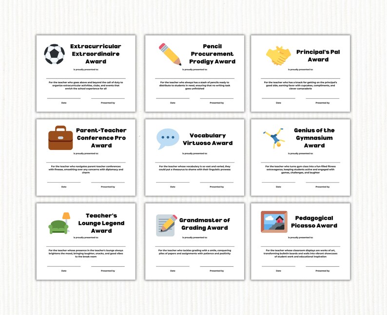 Funny Teacher Awards: 50 Teacher Awards for End of Year Banquet, Back ...