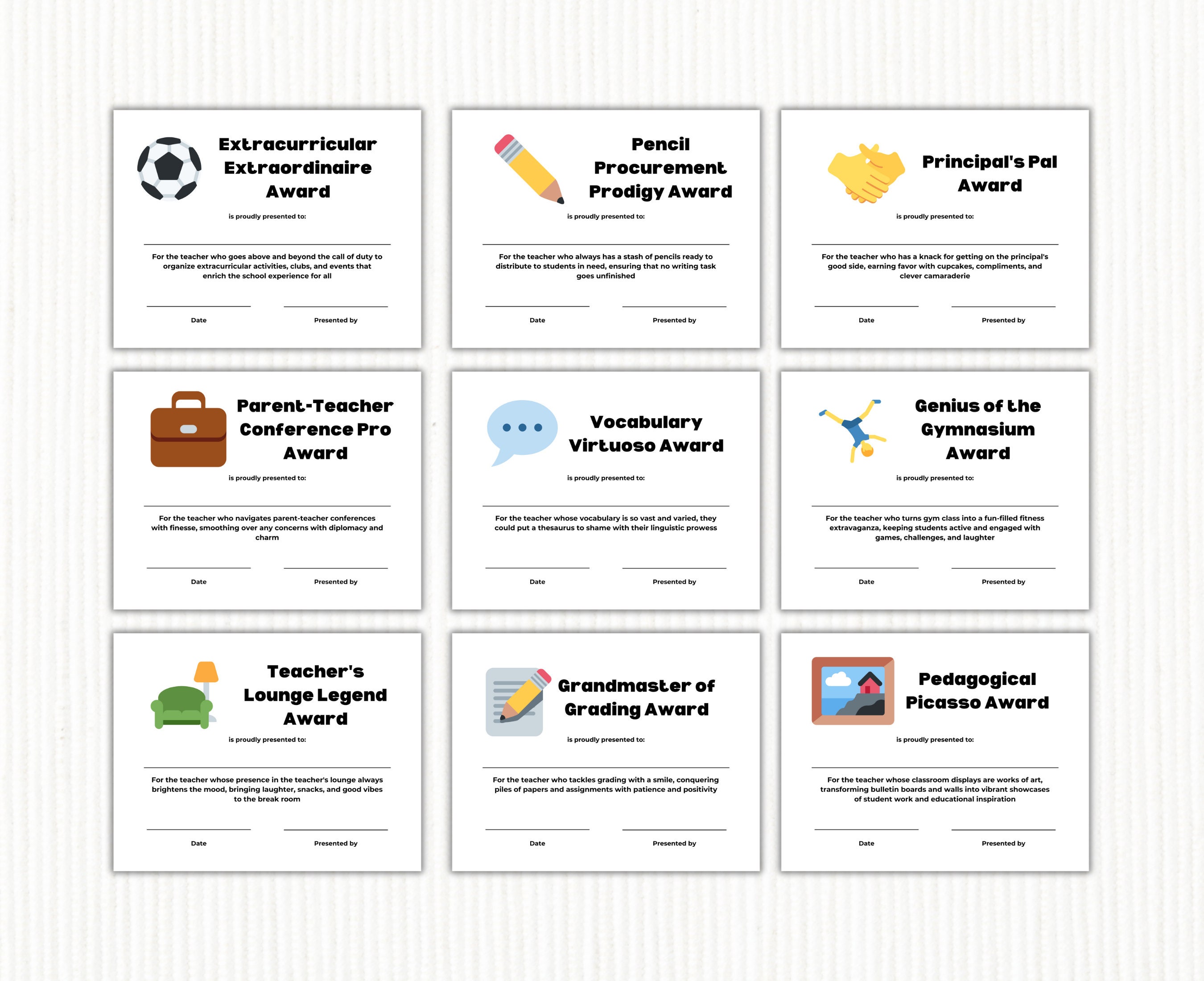 Teacher Award Certificates