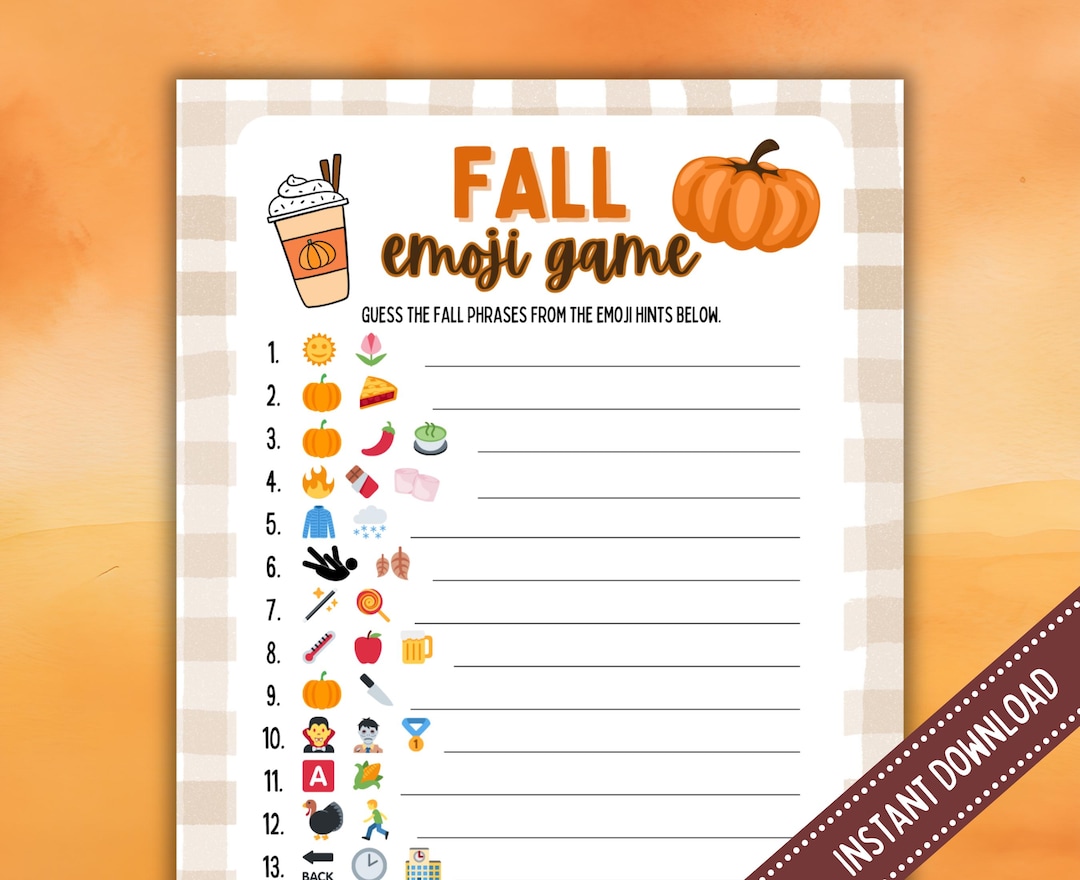 Fall Emoji Pictionary | Fall Printable Game | Fall Emoji Game ...