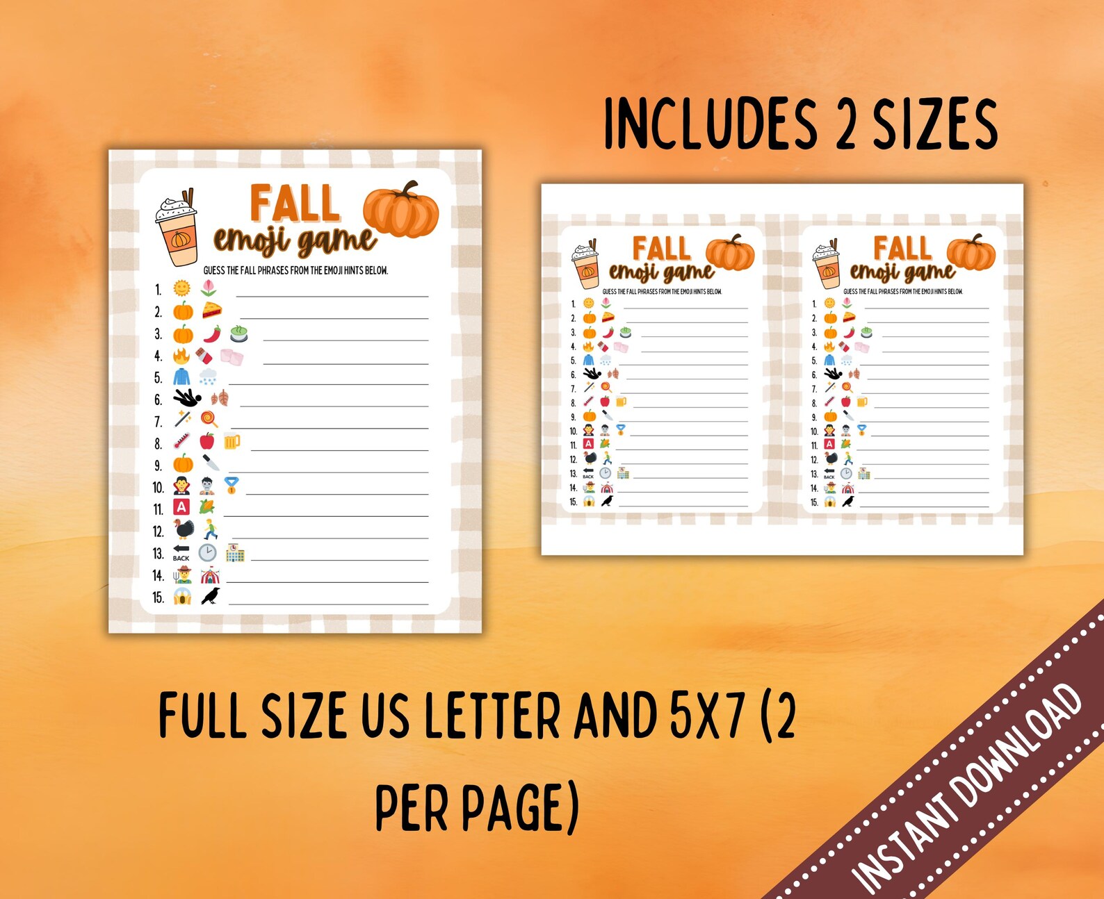 Fall Emoji Pictionary | Fall Printable Game | Fall Emoji Game ...