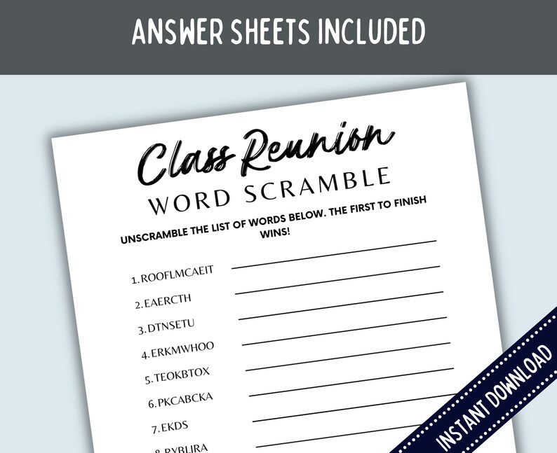 Class Reunion Games Bundle – 30+ Printable Activities for High School ...