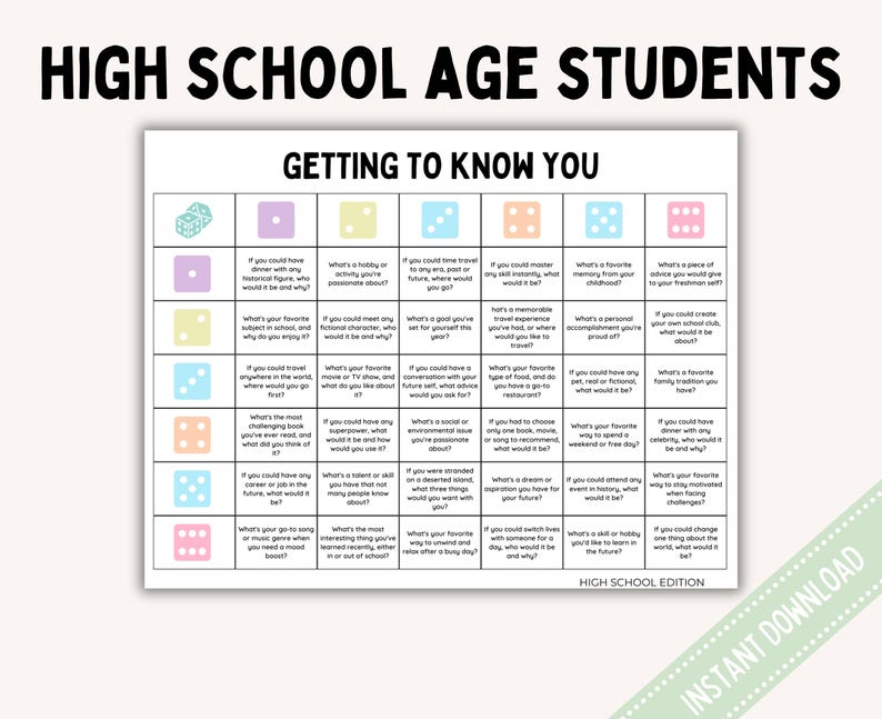 Dicebreaker Roll and Tell Game: Icebreaker Questions (PDF) - Etsy