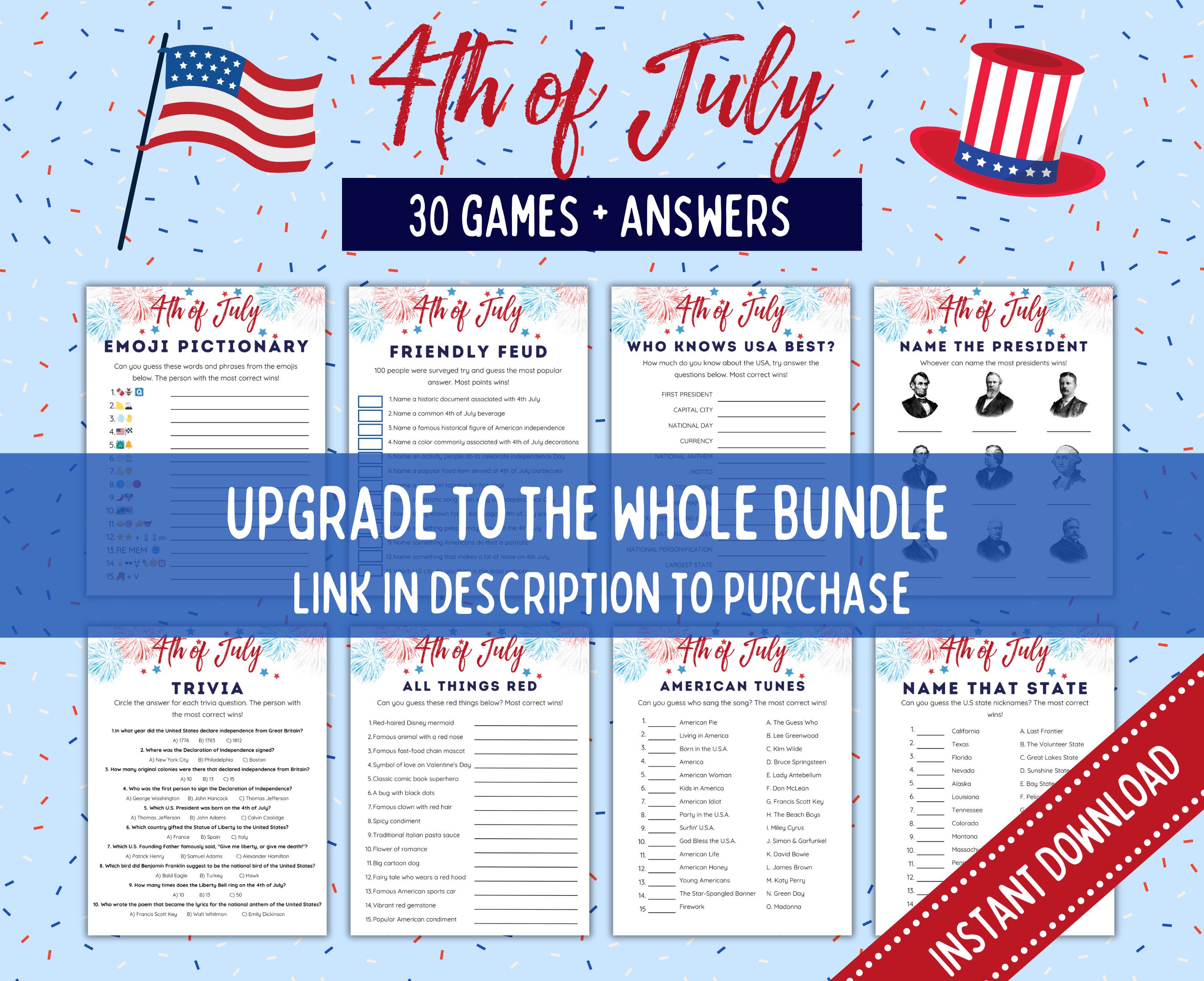 4th of July State Nickname Game | July 4th Game | Independence Day Game ...