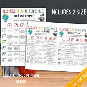 Back to School Icebreaker Game: Roll & Share Activity (PDF) - Etsy
