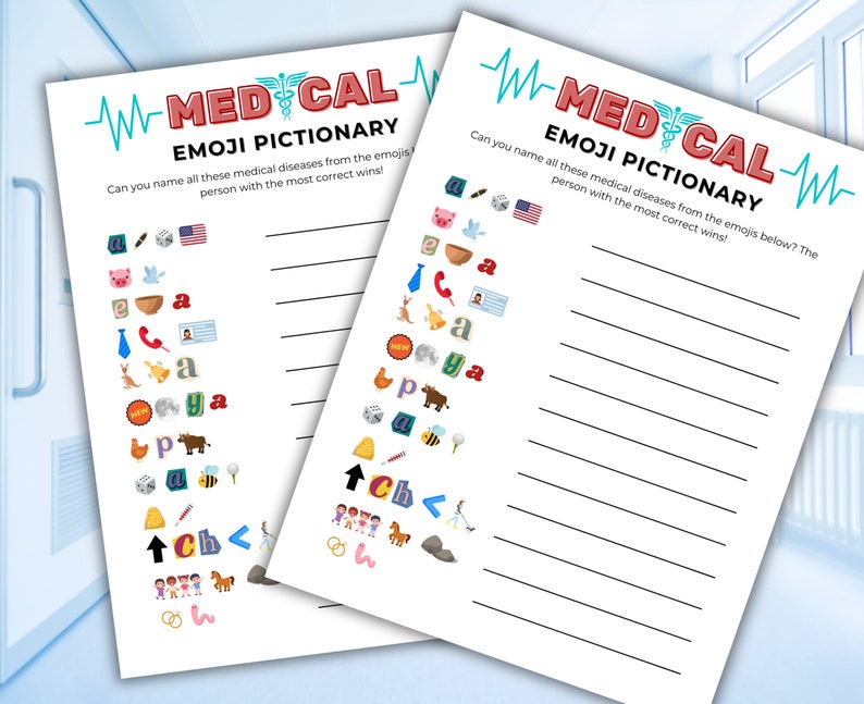 Medical Emoji Pictionary Game: Nurse Graduation, Hospital Party (PDF ...