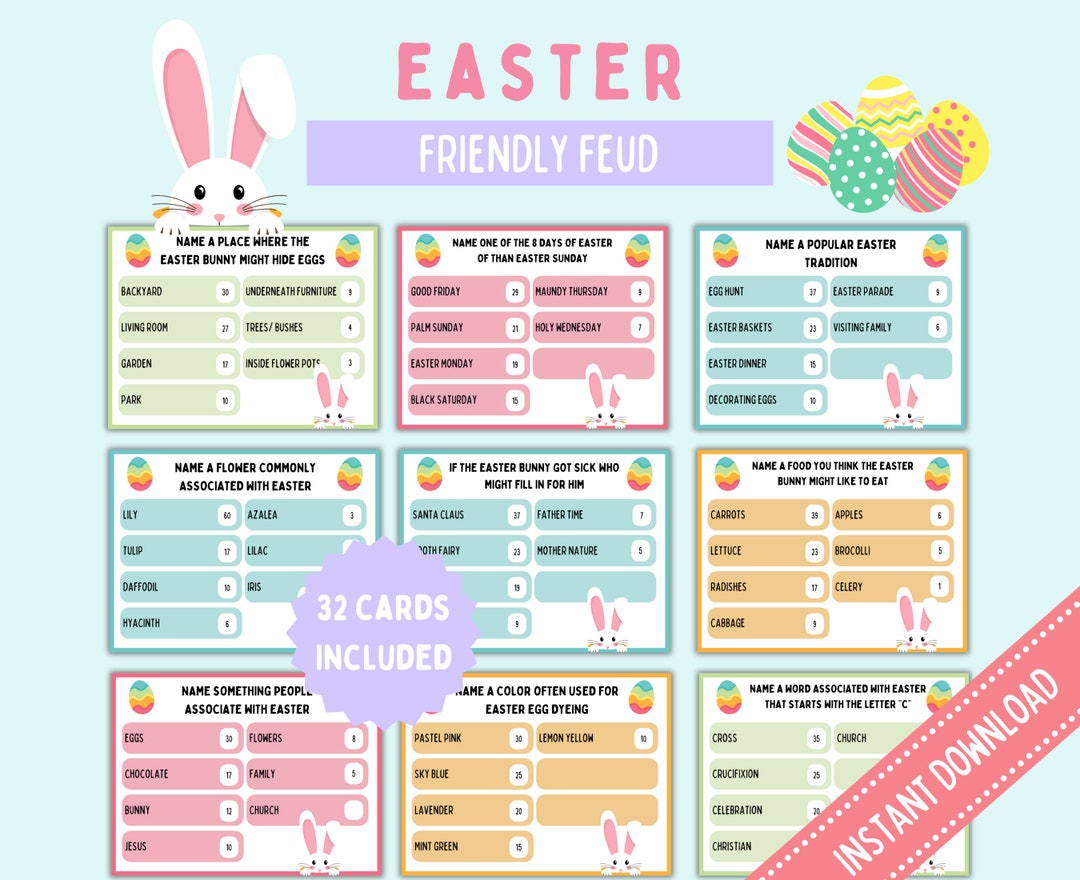 Easter Family Feud Game, Easter Trivia Feud, Easter Friendly Feud ...
