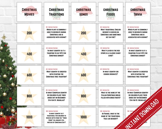 Christmas Trivia Game, Christmas Jeopardy, Christmas Seniors Game ...