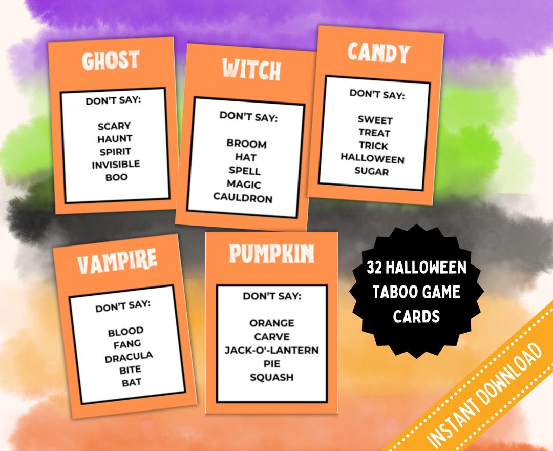 Halloween Taboo Game, Group Game ,family,halloween ,adults, Taboo Game ...