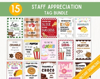Appreciation Tag Bundle, Employee Appreciation, Thank You Tags, Staff ...