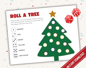 Roll A Tree Game, Printable Roll A Christmas Tree, Candy Dice Game ...