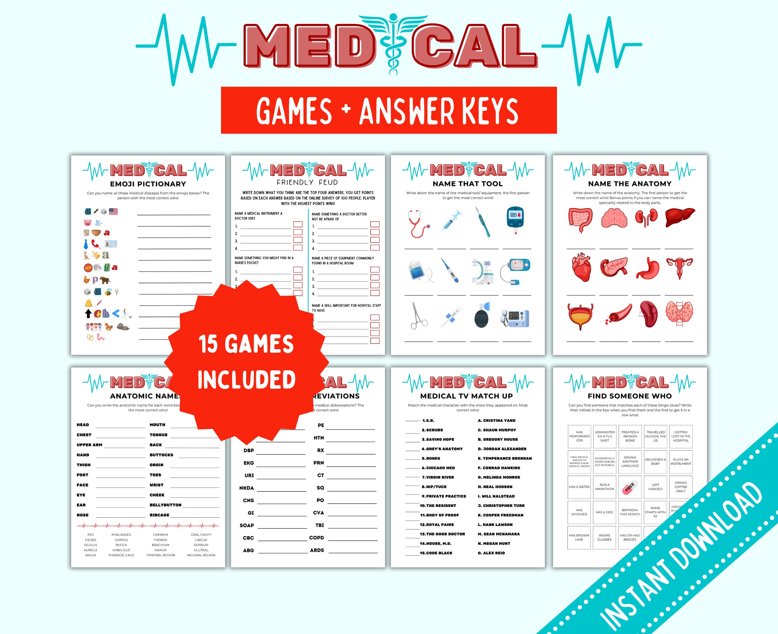 Medical Games Bundle: Nurse Graduation, Doctor Retirement (printable ...