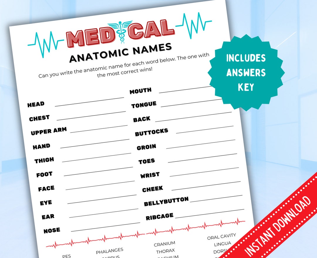 Medical What is the Anatomical Name? | PRINTABLE Medical Doctor Nurse ...