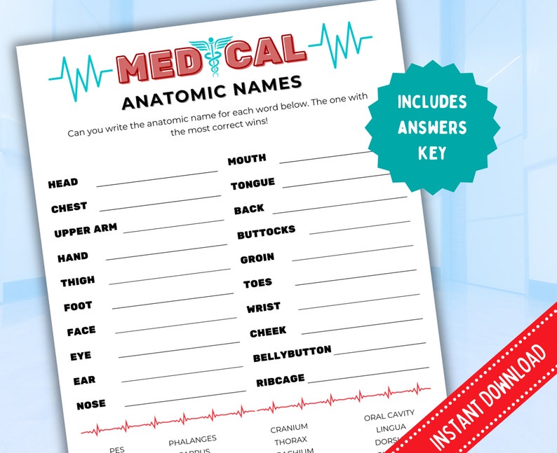 Medical What is the Anatomical Name? | PRINTABLE Medical Doctor Nurse ...