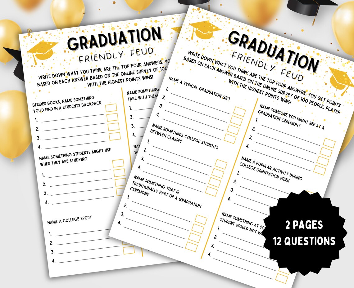 Graduation Friendly Feud Game, Graduation Party Game, Printable ...