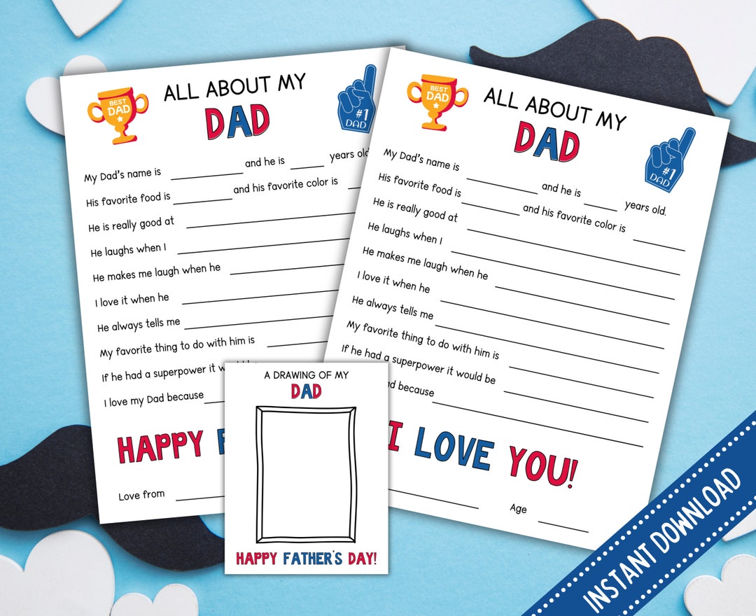 Father's Day Gift All About My Dad Printable | Dad's Birthday Gift ...