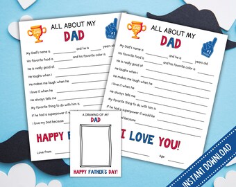 Father's Day Gift All About My Dad Printable | Dad's Birthday Gift ...