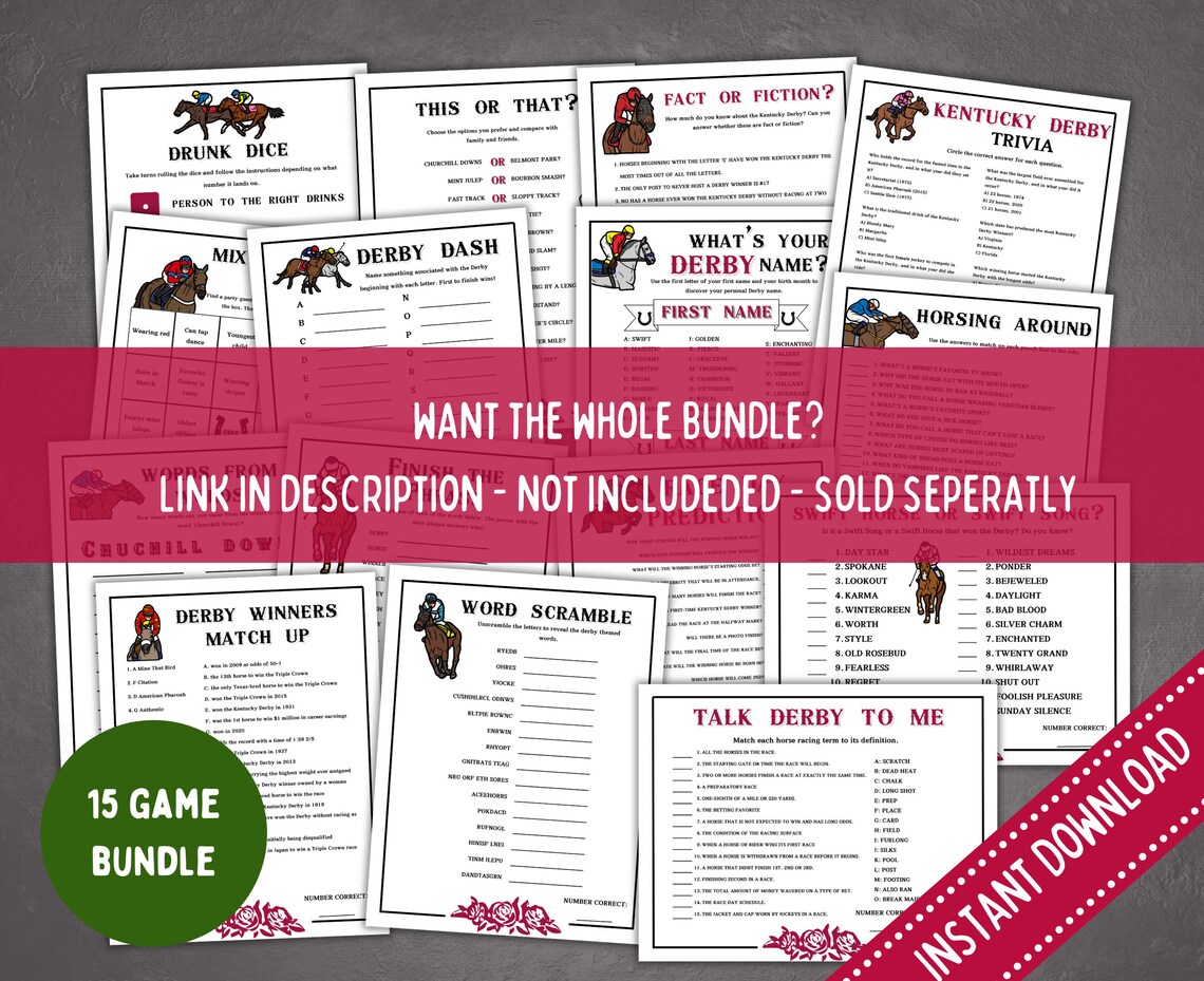 Kentucky Derby Trivia Game: Printable Derby Party Activity (PDF) - Etsy