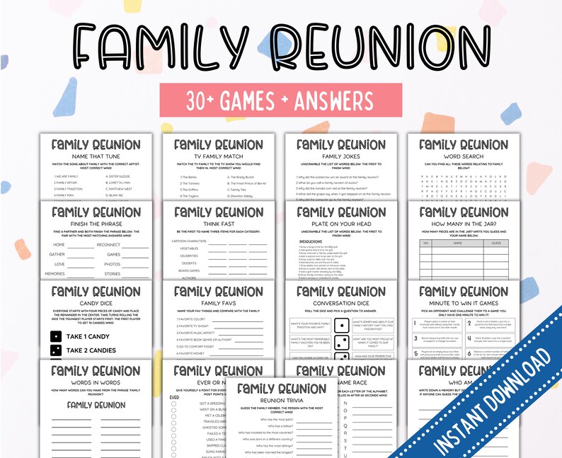Family Reunion Game Bundle, Family Reunion Games, Family Reunion Idea ...