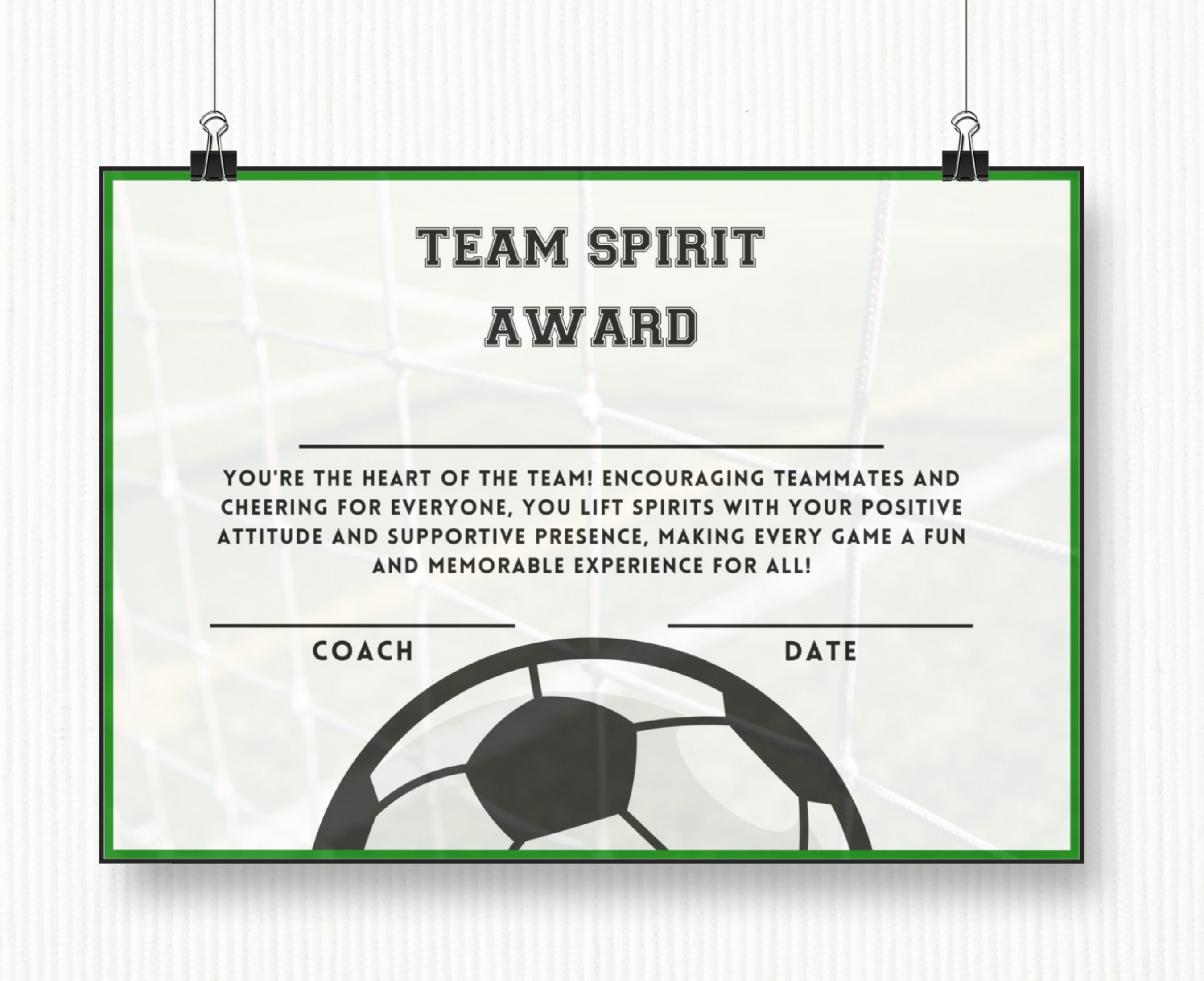 Soccer Award Certificate Editable Award Ceremony Printable End of ...