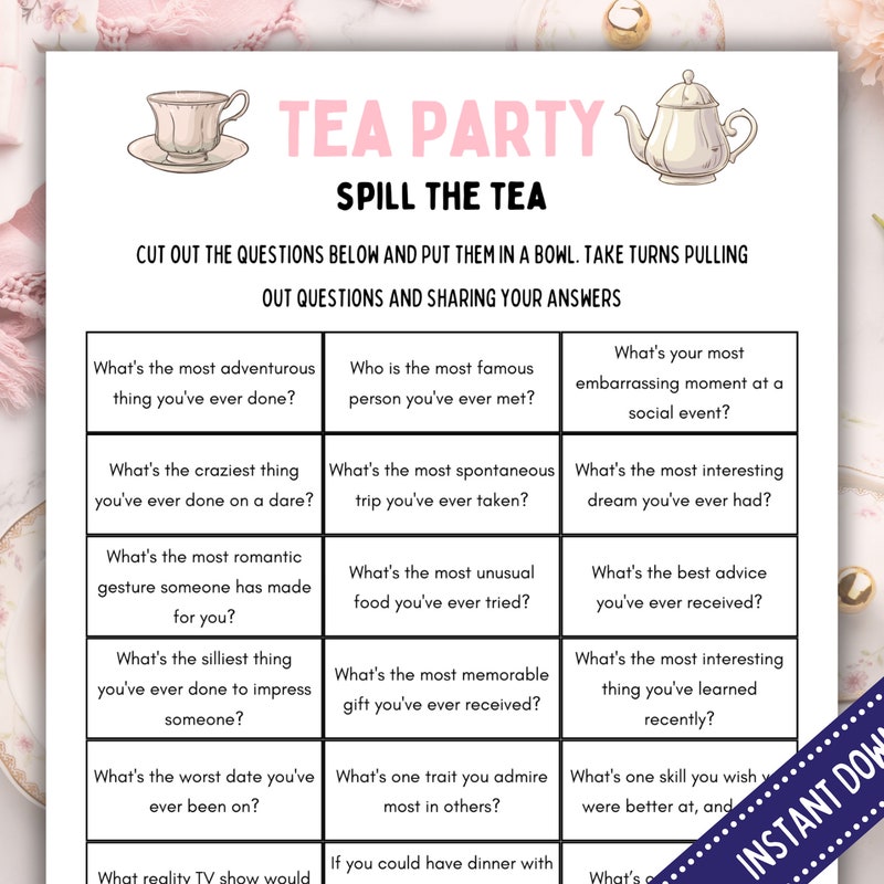 Tea Party Games - Etsy