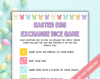 Easter Egg Exchange Dice Game Printable Game Easter Group Party Game ...