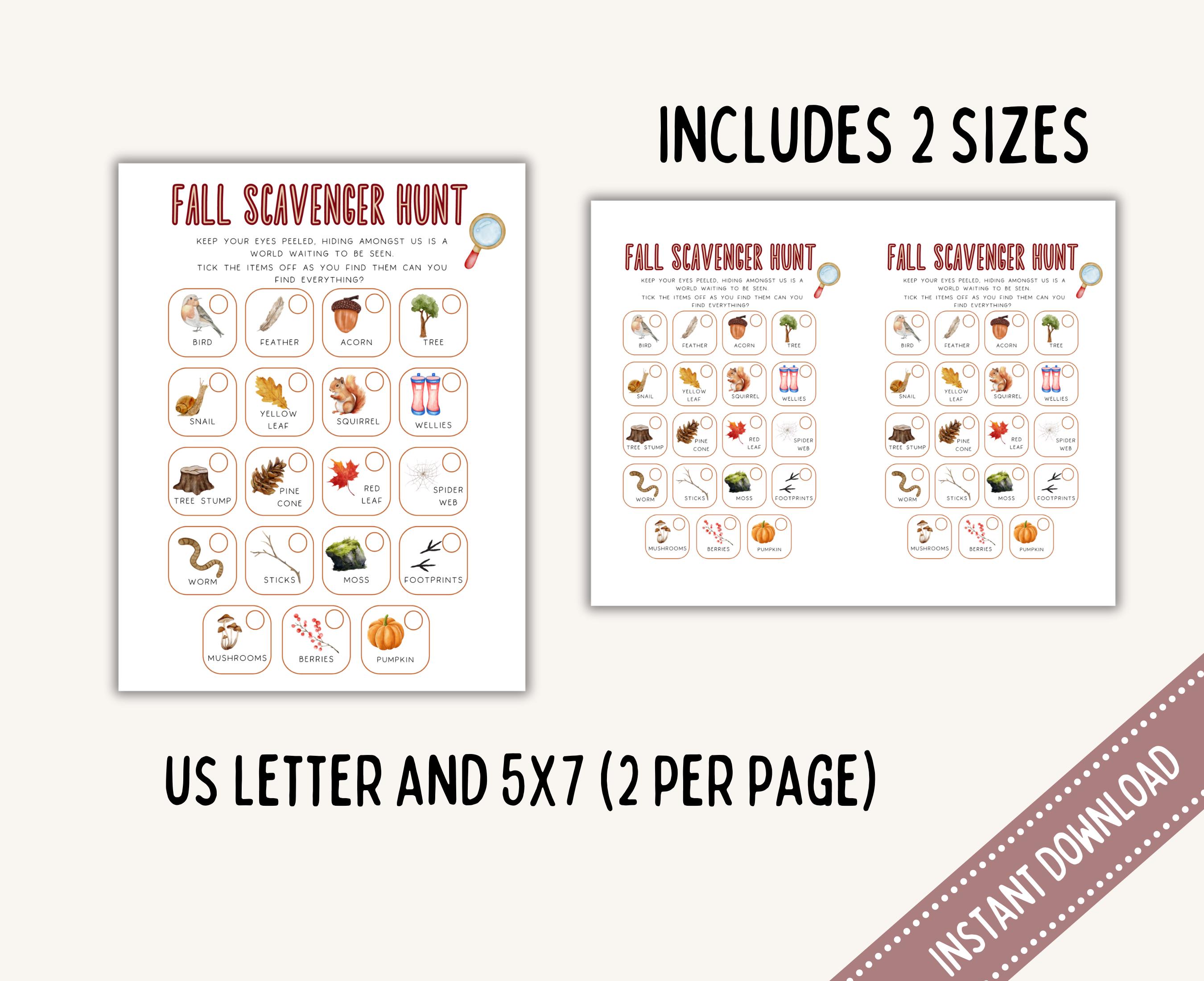 Fall Scavenger Hunt Activity for Kids Fall Activity Fall for Children ...