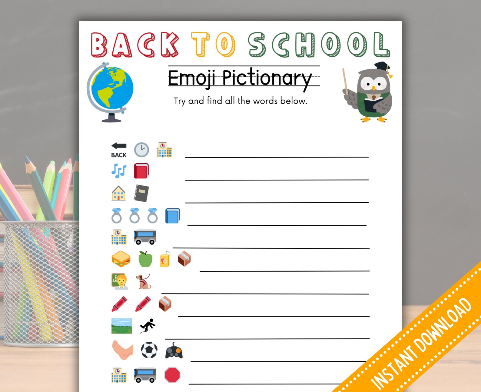 Back to School Emoji Pictionary Game, First Day of School Activity ...