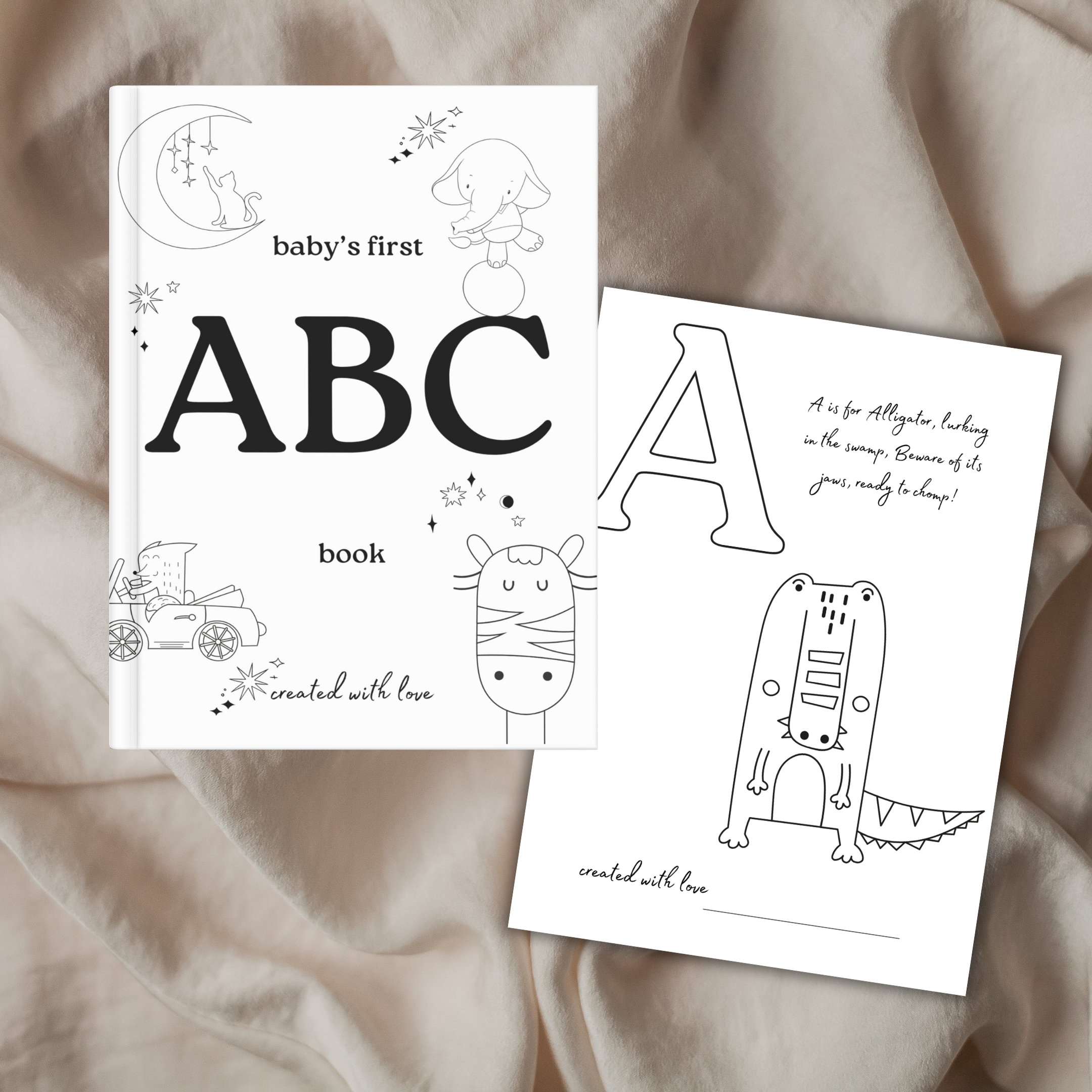 ABC Baby Shower Coloring Book, Digital Download, Educational Animal ...