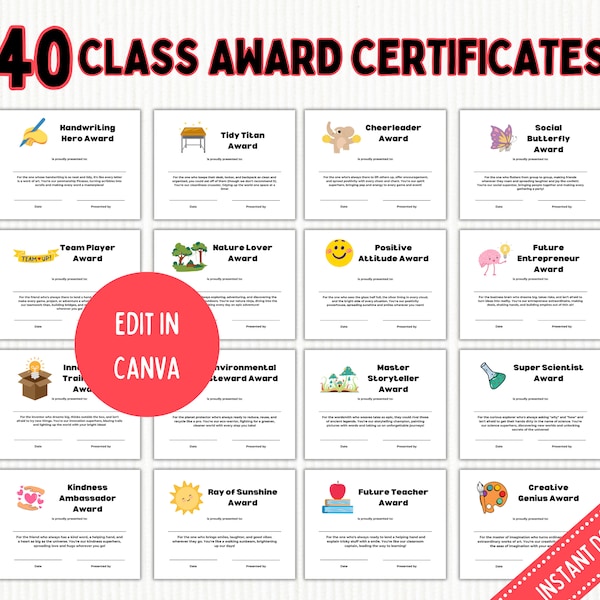 School Certificates Superlatives - Etsy