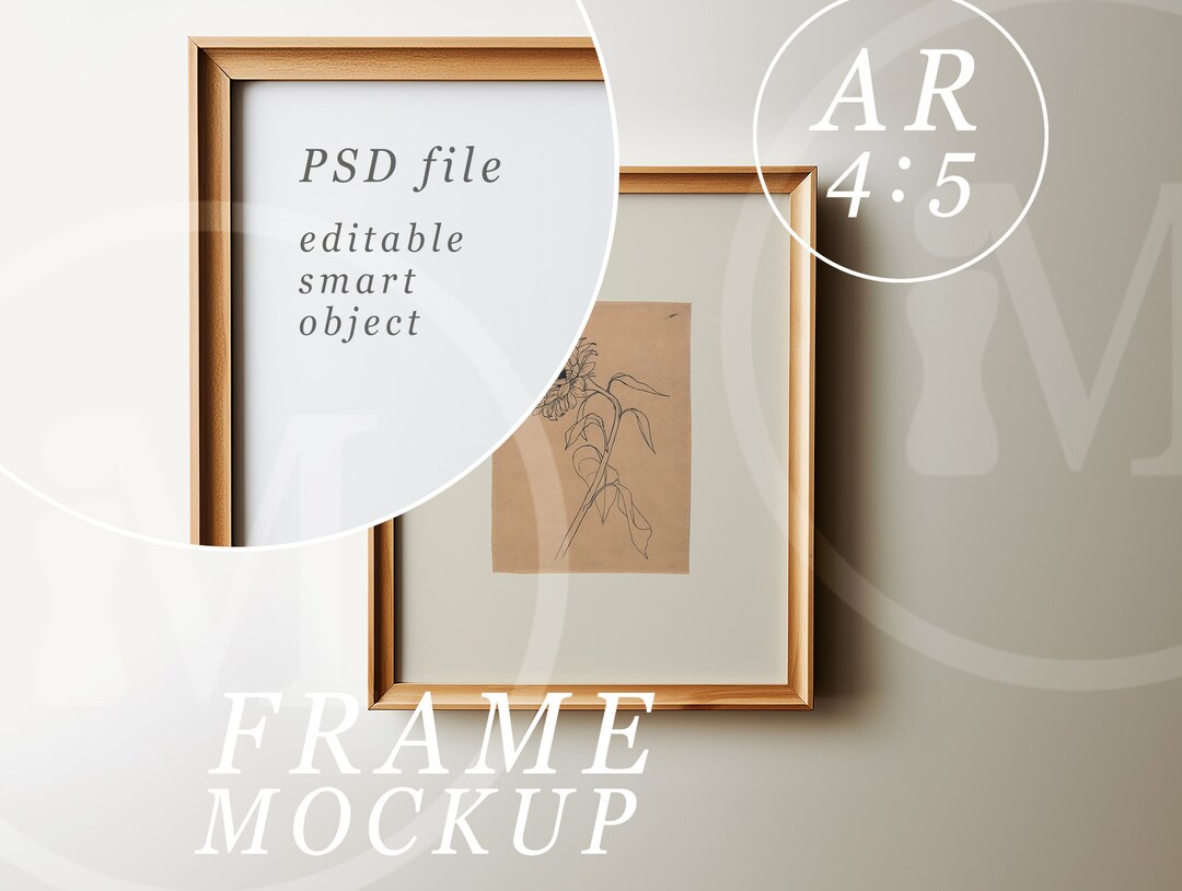 4x5 Frame Mockup - Aspect Ratio 4:5 | 8x10 Mockup - Simple Mid-tone Oak ...
