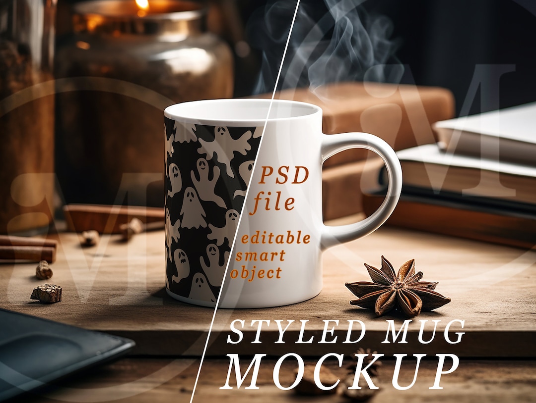 White PSD Mug Mockup - Smart Object File - This Styled Mug Mockup is ...