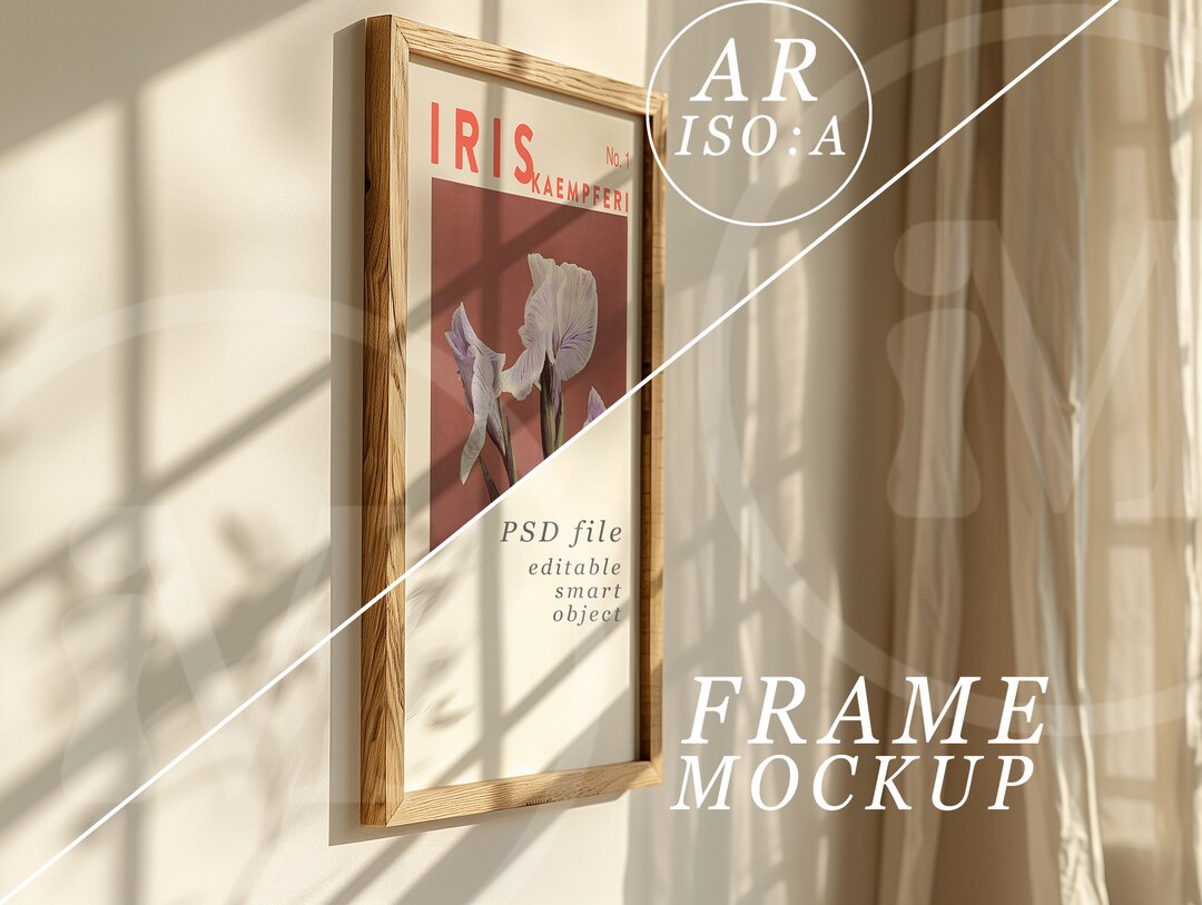 Oak A1 Frame Mockup: Modern Portrait With Optional Mount (PSD Template ...