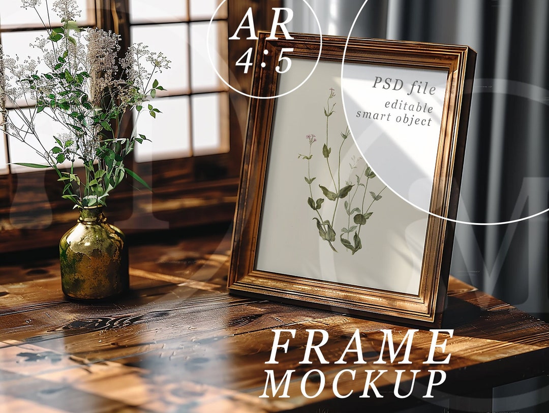 8x10 Frame Mockup, PSD Template, Small Picture Frame Sitting on a Desk ...