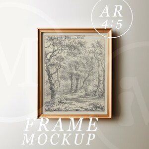 4x5 Frame Mockup - Aspect Ratio 4:5 | 8x10 Mockup - Simple Mid-tone Oak ...