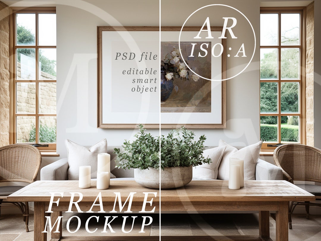 Horizontal A0 Frame Mockup - Aspect Ratio ISO :A - Modern Rustic Living ...