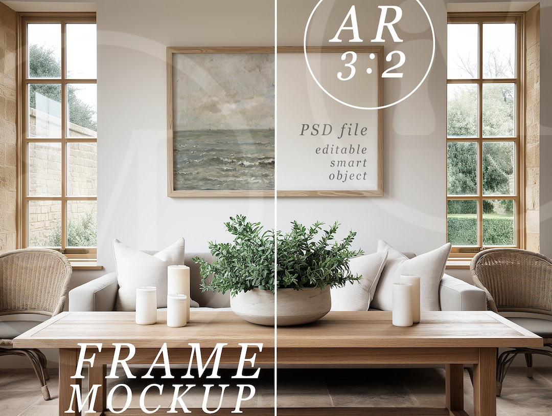 Horizontal 2x3 Frame Mockup, PSD Template, Modern Farmhouse Living Room ...