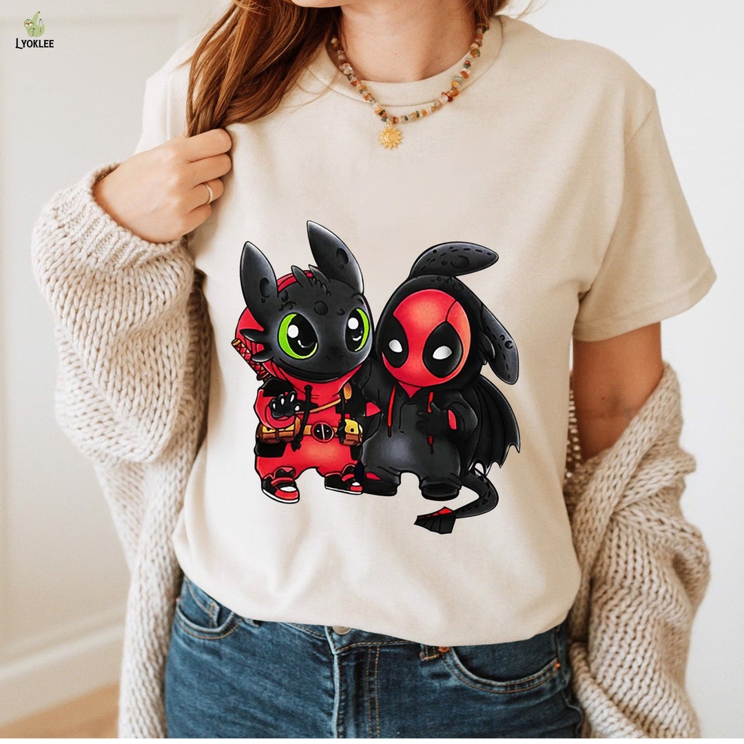 Deadpool and Toothless Cosplay Cute Friends Shirt, Marvel Fan Tee ...