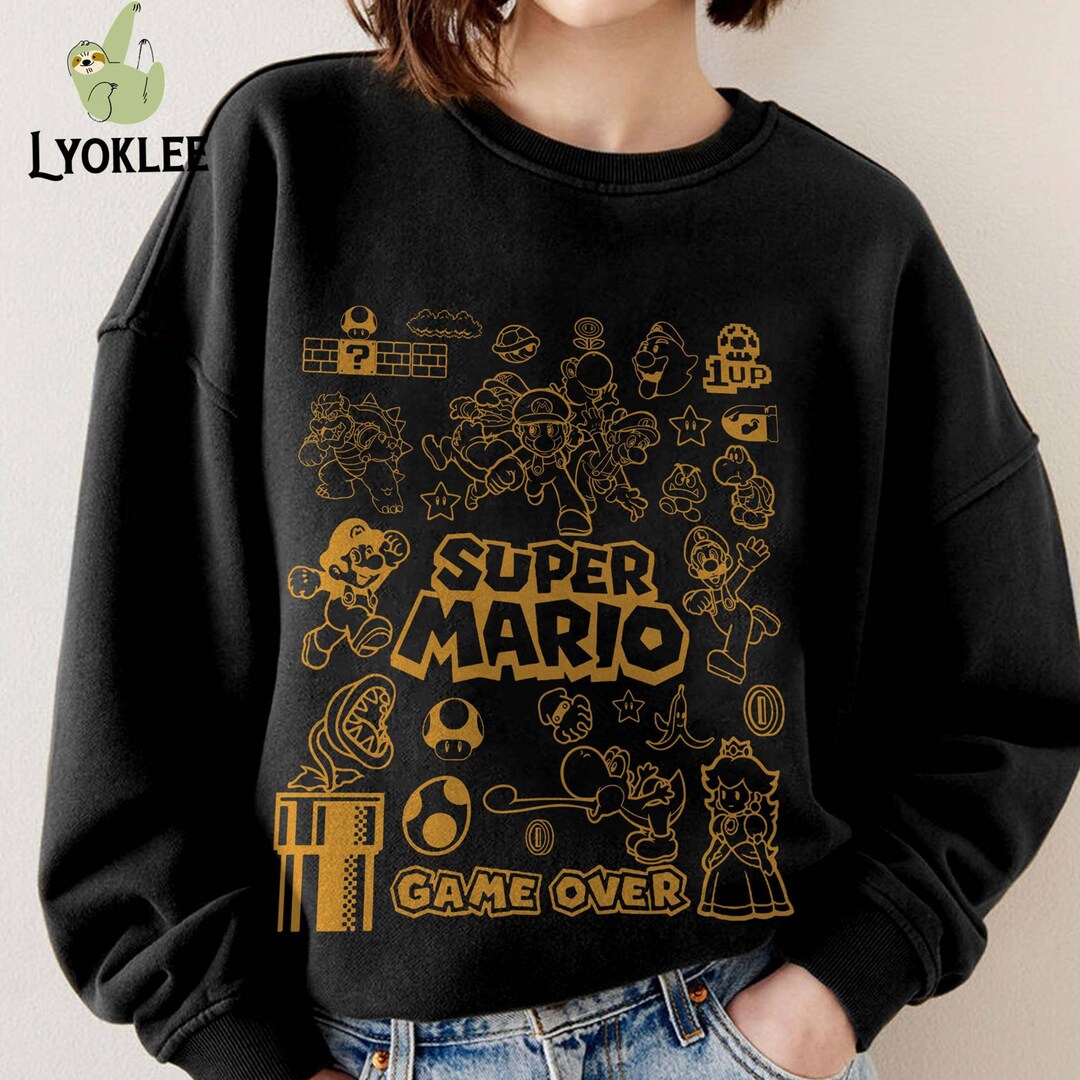 Super Mario Doodle Art Shirt Mario Luigi Yoshi Peach Bowser - Etsy