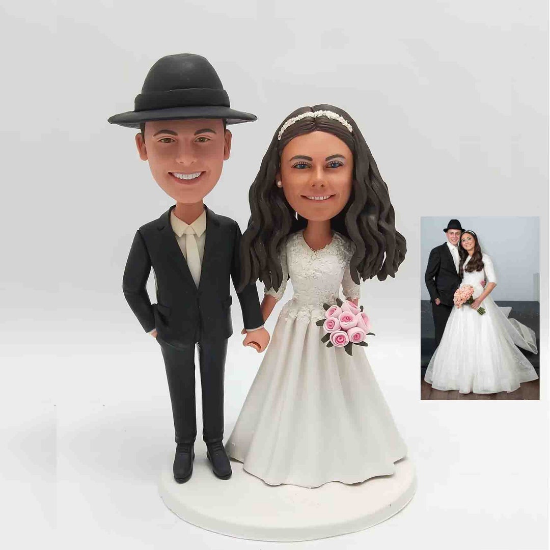 Custom Bobblehead Couple Wedding Cake Topper, Personalized Wedding Cake ...