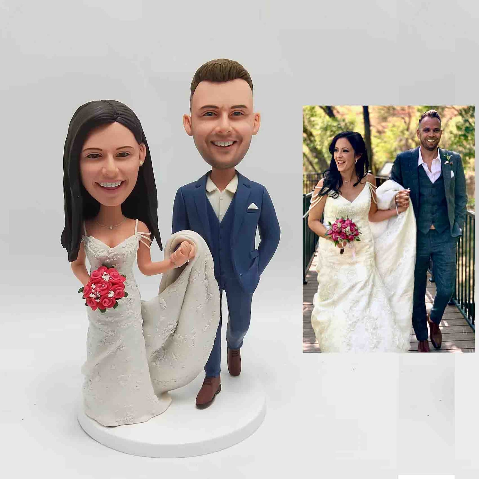 Custom Bobblehead Wedding Cake Topper, Custom Figurine Wedding Cake ...