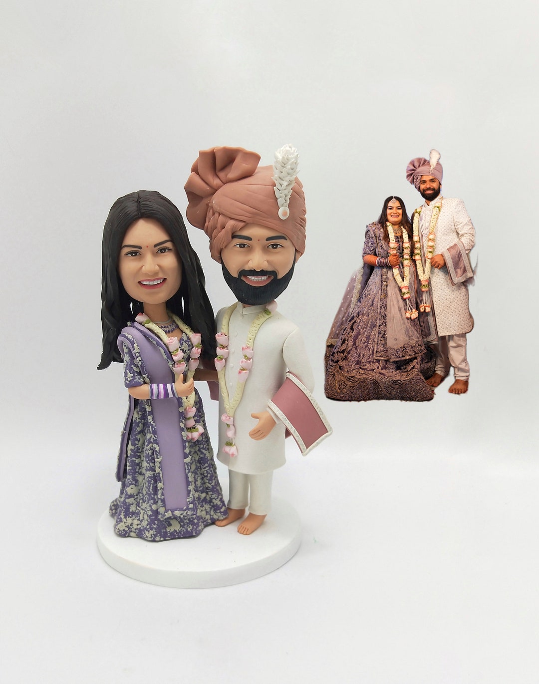 Personalized Indian Couple Bobbleheads, Custom Wedding Cake Topper ...